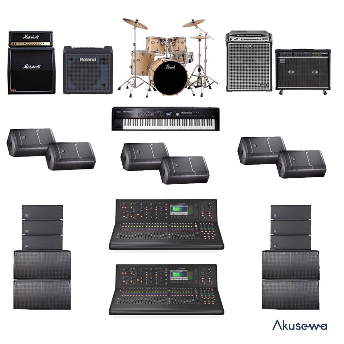 Sound System 15.000 watt + Alat Band (2 Mixer) – Akusewa