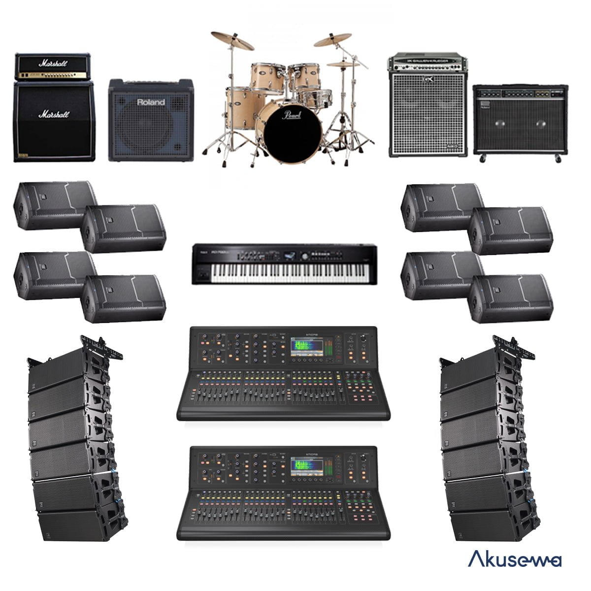 Sound System 30.000 watt + Alat Band (2 Mixer) – Akusewa